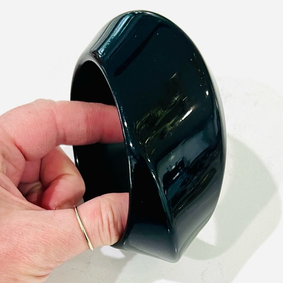 Estate | Jewelry | Vintage 2 Wide Freeform Asymmetrical Glossy Black ...